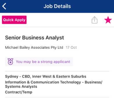 What is the You might be a strong applicant badge? - Jobstreet